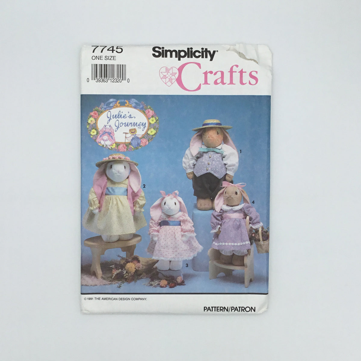Simplicity 7745 (1991) Julie's Journey Bunny in Two Sizes with Clothes ...